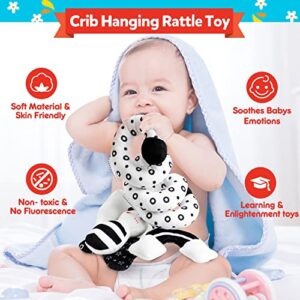 Baby Spiral Hanging Stroller and Car Seat Toys Black and White High Contrast Sensory Toy Newborn Plush Activity Toys for Bed Bassinet Crib Baby Carrier Gifts for 0 3 6 9 12 Months Girls Boys-BEE