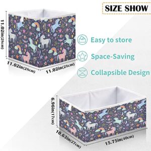 visesunny Closet Baskets Unicorn Rainbow Heart Star Storage Bins Fabric Baskets for Organizing Shelves Foldable Storage Cube Bins for Clothes, Toys, Baby Toiletry, Office Supply