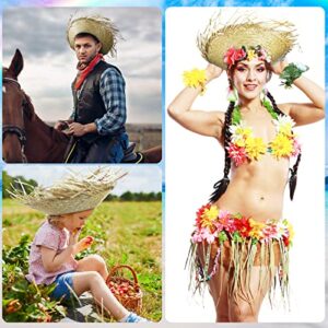 4 Pcs Beach Hat Costume Accessory Straw Hat Costume Beachcomber Hats for Beach Themed Party Hillbilly Costume Luau Party Headwear