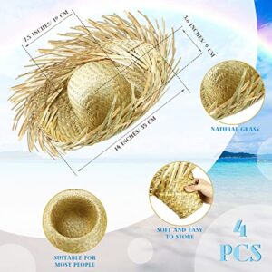 4 Pcs Beach Hat Costume Accessory Straw Hat Costume Beachcomber Hats for Beach Themed Party Hillbilly Costume Luau Party Headwear