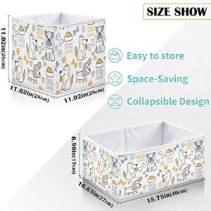 visesunny Closet Baskets Funny Dog Storage Bins Fabric Baskets for Organizing Shelves Foldable Storage Cube Bins for Clothes, Toys, Baby Toiletry, Office Supply