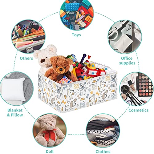 visesunny Closet Baskets Funny Dog Storage Bins Fabric Baskets for Organizing Shelves Foldable Storage Cube Bins for Clothes, Toys, Baby Toiletry, Office Supply