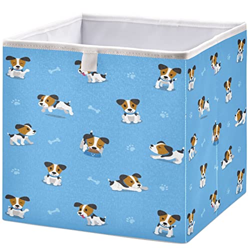 visesunny Closet Baskets Cartoon Dog and Bone Storage Bins Fabric Baskets for Organizing Shelves Foldable Storage Cube Bins for Clothes, Toys, Baby Toiletry, Office Supply