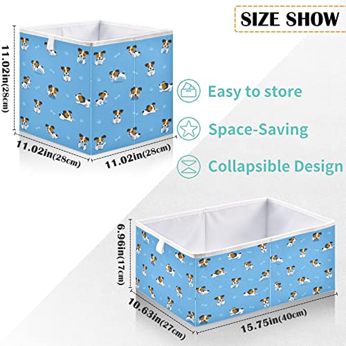 visesunny Closet Baskets Cartoon Dog and Bone Storage Bins Fabric Baskets for Organizing Shelves Foldable Storage Cube Bins for Clothes, Toys, Baby Toiletry, Office Supply