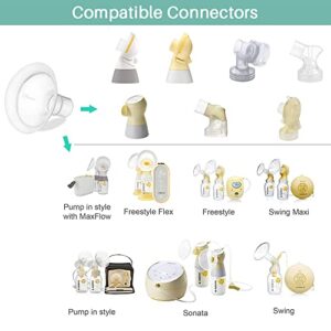 PumpMom 21mm Breast Pump Shields Flanges for Medela, Replace Flange Compatible with Medela Breast Pumps PersonalFit, Freestyle, Maxi, Freestyle Flex Connector 