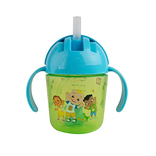 The First Years CoComelon Weighted Straw Cup — Bottle to Cup Transition Toddler Cups — 7 Oz — 6 Months and Up