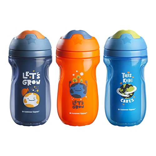 Tommee Tippee Insulated Sippy Cup, Water Bottle for Toddlers, Spill-Proof 9oz, 12m+, 3 Count (Design May Vary)