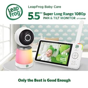 Leap Frog LF1726FHD 5.5" True 1080p FHD Display Video Baby Monitor with Super Long Range up to 2500ft, 360° Pan&Tilt, 4X Zoom, Night Light, Color Night Vision, Soothing Sounds, Secure Transmission