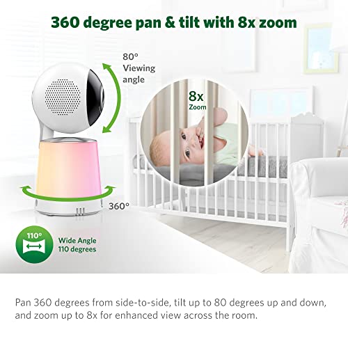 Leap Frog LF1726FHD 5.5" True 1080p FHD Display Video Baby Monitor with Super Long Range up to 2500ft, 360° Pan&Tilt, 4X Zoom, Night Light, Color Night Vision, Soothing Sounds, Secure Transmission