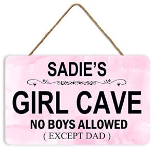 personalized pink girl cave sign no boys allowed sign for girls decoration hanging wood sign little girls room wall decor for nursery kids bedroom custom plaque