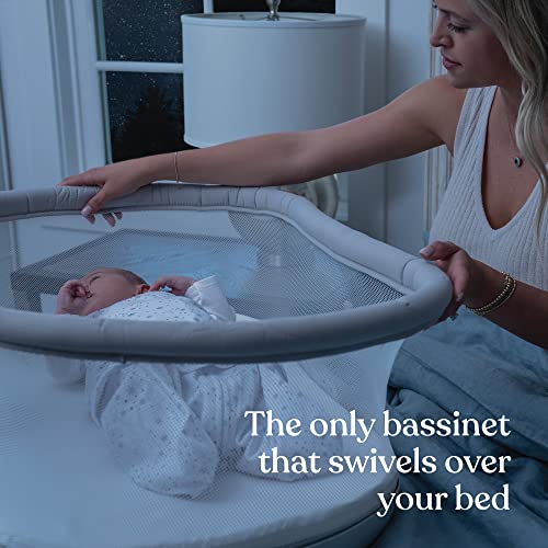 HALO BassiNest Soothing Swivel Sleeper 3.0, Baby Bassinet with Vibration and White Noise, Grey