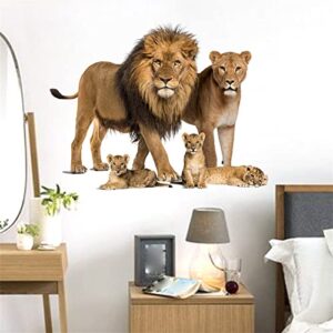 lion wall sticker, 3d jungle wildlife sticker removable wall sticker self adhesive ferocious lion mural decorative children's nursery living room bedroom art wall sticker (black)