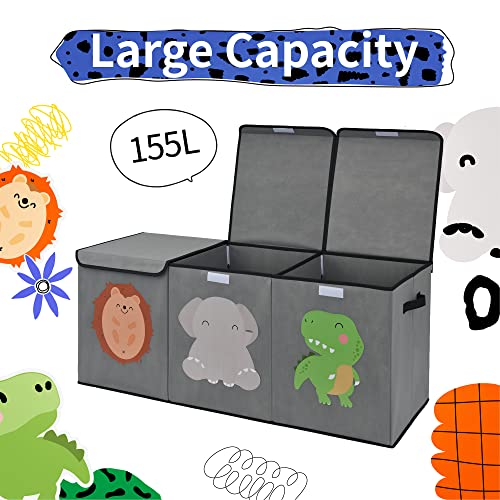 GRANNY SAYS Toy Storage Bin, Extra Large Toy Box, Gray Storage Bins with Lids, Toy Chest for Boys Girls Storage Stuffed Animal Storage, Toy Organizers and Storage, Dark Gray, 1-Pack