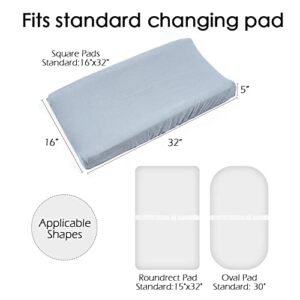 Muslin Diaper Changing Pad Covers, Solid Color Changing Table Pad Cover, Ultra Soft Breathable Boho Changing Pad Sheets Machine Washable Fit for Standrad Changing Pad 16" x 32", 3 Pack Fog