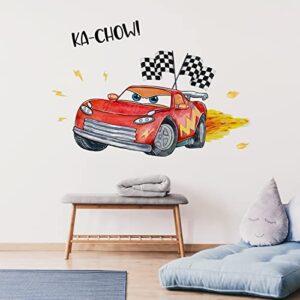 Mfault Light.Ning MCQ.Ueen Car Wall Decals Stickers, Cartoon Racing Car Nursery Decorations Boys Bedroom Art, Vehicles Infant Toddlers Kids Room Playroom Decor Gifts