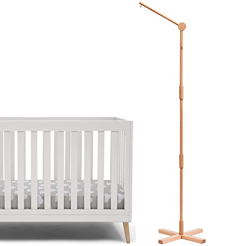 QIUJUUN Floor-Standing Crib Mobile Arm 61 Inches,Mobile Arm for Crib Wooden Nursery Decor Hanger,Hanging Attachment Set Upgrade Floor Stand