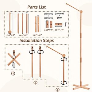 QIUJUUN Floor-Standing Crib Mobile Arm 61 Inches,Mobile Arm for Crib Wooden Nursery Decor Hanger,Hanging Attachment Set Upgrade Floor Stand