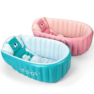 Inflatable Baby Bath Tub Portable Foldable Travel Mini Swimming Pool Helps Infants to Toddler Tub (Pink)