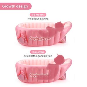 Inflatable Baby Bath Tub Portable Foldable Travel Mini Swimming Pool Helps Infants to Toddler Tub (Pink)