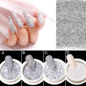 Yamaler 1 Set Nail Ornament Reflective Stunning Visual Effect Lightweight Shining Glitter Nail Powder with Stick Set Nail Supplies