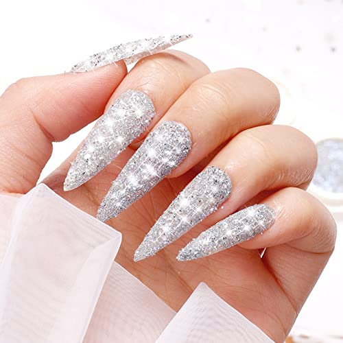 Yamaler 1 Set Nail Ornament Reflective Stunning Visual Effect Lightweight Shining Glitter Nail Powder with Stick Set Nail Supplies