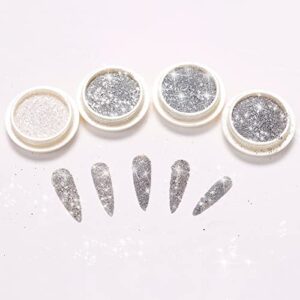 Yamaler 1 Set Nail Ornament Reflective Stunning Visual Effect Lightweight Shining Glitter Nail Powder with Stick Set Nail Supplies