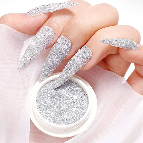 Yamaler 1 Set Nail Ornament Reflective Stunning Visual Effect Lightweight Shining Glitter Nail Powder with Stick Set Nail Supplies