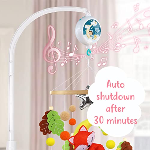 TINITIGIES Crib Mobile Motor - Baby Mobile Music Box with 3 Modes (Turn & Music, Turn Only, Music Only) Plays 12 Piano Lullabies (30 Min Auto Off) - Holder for DIY Clamp Mobile