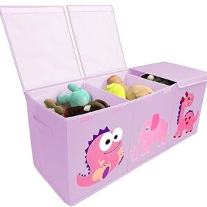 Ethiques Purple Collapsible Large toy chest, Sturdy Storage compartments with Lids. Kids Toy Box Chest Storage Organizer for Nursery Room, Playroom, Home Organization, 40.6X16.5X14.2 Inch (Cute Dinosaur). Large Toy box for girls . Toy box for boys