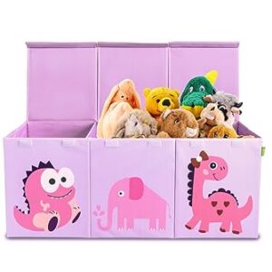 Ethiques Purple Collapsible Large toy chest, Sturdy Storage compartments with Lids. Kids Toy Box Chest Storage Organizer for Nursery Room, Playroom, Home Organization, 40.6X16.5X14.2 Inch (Cute Dinosaur). Large Toy box for girls . Toy box for boys