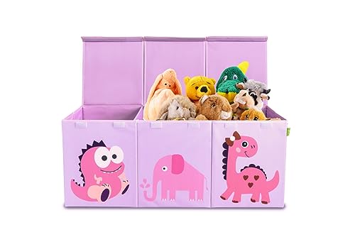 Ethiques Purple Collapsible Large toy chest, Sturdy Storage compartments with Lids. Kids Toy Box Chest Storage Organizer for Nursery Room, Playroom, Home Organization, 40.6X16.5X14.2 Inch (Cute Dinosaur). Large Toy box for girls . Toy box for boys