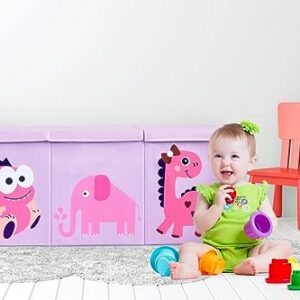 Ethiques Purple Collapsible Large toy chest, Sturdy Storage compartments with Lids. Kids Toy Box Chest Storage Organizer for Nursery Room, Playroom, Home Organization, 40.6X16.5X14.2 Inch (Cute Dinosaur). Large Toy box for girls . Toy box for boys