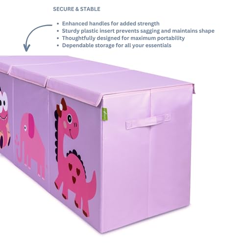 Ethiques Purple Collapsible Large toy chest, Sturdy Storage compartments with Lids. Kids Toy Box Chest Storage Organizer for Nursery Room, Playroom, Home Organization, 40.6X16.5X14.2 Inch (Cute Dinosaur). Large Toy box for girls . Toy box for boys