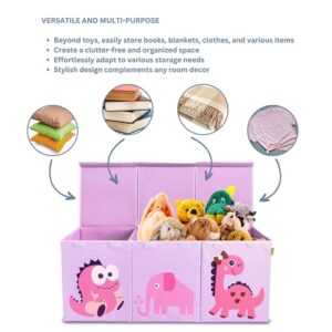 Ethiques Purple Collapsible Large toy chest, Sturdy Storage compartments with Lids. Kids Toy Box Chest Storage Organizer for Nursery Room, Playroom, Home Organization, 40.6X16.5X14.2 Inch (Cute Dinosaur). Large Toy box for girls . Toy box for boys