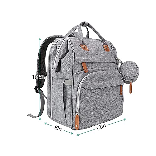 DERSTUEWE Diaper Bag Backpack，Baby Diaper Bags, Baby Shower Gifts, Multifunctional diaper backpack Large Capacity, (Heather Grey)