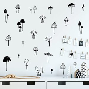 96 pcs mushroom wall stickers cute mushroom wall decals black removable peel and stick wall sticker for kids nursery bedroom room school classroom decor