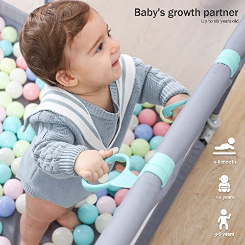 UBRAVOO Foldable Baby Playpen, Safe No Gaps Kids Activity Center with Breathable Mesh & Large Zipper Door, Portable Toddler Playard for Indoor & Outdoor, 49“x*49”x27“(Grey)