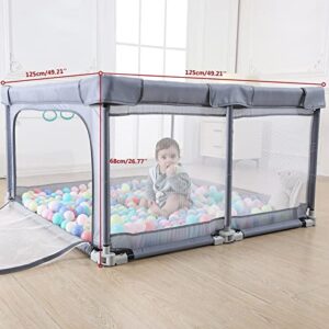 UBRAVOO Foldable Baby Playpen, Safe No Gaps Kids Activity Center with Breathable Mesh & Large Zipper Door, Portable Toddler Playard for Indoor & Outdoor, 49“x*49”x27“(Grey)