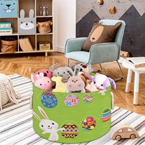 Easter Bunny Rabbit Eggs (6) Large Round Baskets for Storage Laundry Baskets with Handles Blanket Storage Basket for Bathroom Shelves Bins for Organizing Nursery Hamper Girl Boy