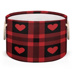 red check plaid valentine's day large round baskets for storage laundry baskets with handles blanket storage basket for bathroom shelves bins for organizing nursery hamper girl boy