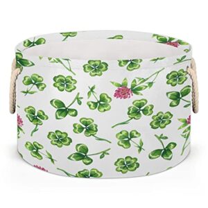 st. patrick's day green clover leaves (06) large round baskets for storage laundry baskets with handles blanket storage basket for bathroom shelves bins for organizing nursery hamper girl boy