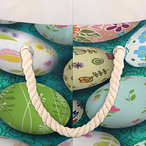 Easter Eggs (3) Large Round Baskets for Storage Laundry Baskets with Handles Blanket Storage Basket for Bathroom Shelves Bins for Organizing Nursery Hamper Girl Boy