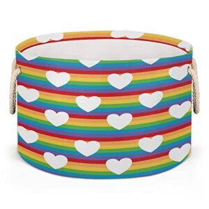 colorful rainbow heart large round baskets for storage laundry baskets with handles blanket storage basket for bathroom shelves bins for organizing nursery hamper girl boy