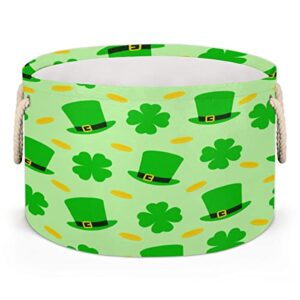 st. patrick's day green clover leaves (10) large round baskets for storage laundry baskets with handles blanket storage basket for bathroom shelves bins for organizing nursery hamper girl boy