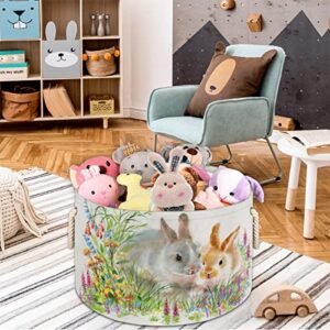 Easter Bunny Rabbit Eggs (12) Large Round Baskets for Storage Laundry Baskets with Handles Blanket Storage Basket for Bathroom Shelves Bins for Organizing Nursery Hamper Girl Boy