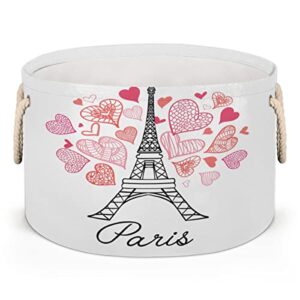 valentine's day heart eiffel tower large round baskets for storage laundry baskets with handles blanket storage basket for bathroom shelves bins for organizing nursery hamper girl boy