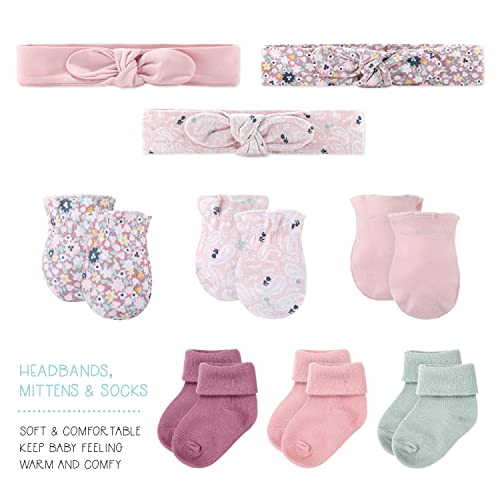 The Peanutshell Newborn Clothes & Accessories Gift Set for Baby Girls - 16 Piece Layette Set - Floral - Fits Newborn to 3 Months