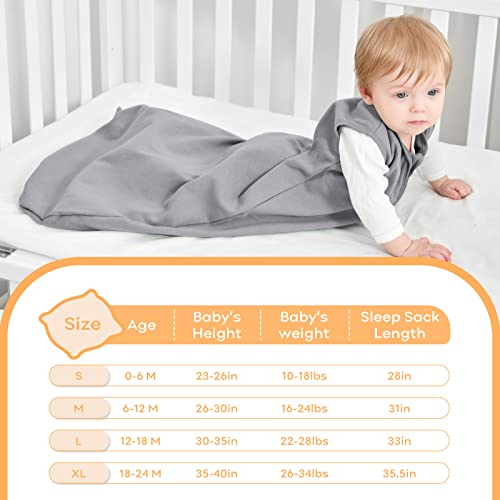 Yoofoss Baby Sleep Sacks 6-12 Months 2 Pack 100% Cotton 0.5 TOG Wearable Blanket Baby Sleeping Bag Unisex Comfortable Breathable Toddler Sleeping Sack