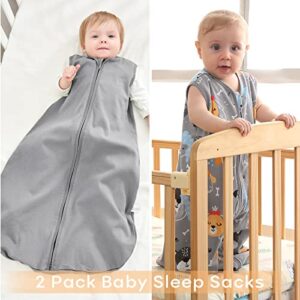 Yoofoss Baby Sleep Sacks 6-12 Months 2 Pack 100% Cotton 0.5 TOG Wearable Blanket Baby Sleeping Bag Unisex Comfortable Breathable Toddler Sleeping Sack