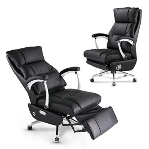 leagoo automatic executive office chair high-back electric reclining office chair with footrest, ergonomic computer desk chairs with wheels and linkage arms swivel rolling chair with genuine leather